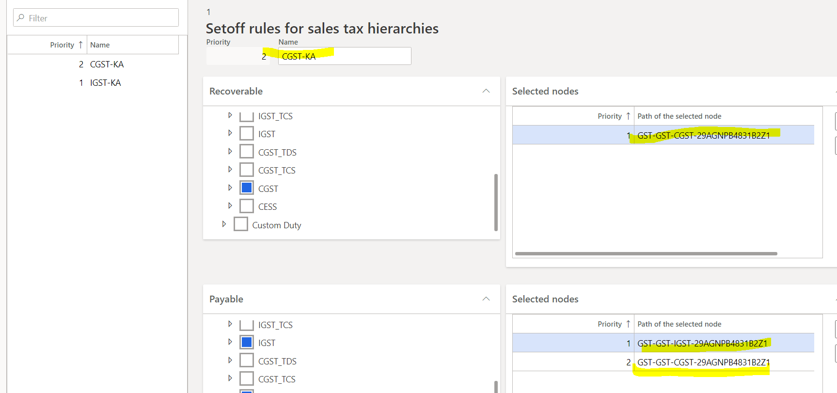 Goods and Service Tax (GST) Configuration (Tax Hierarchy and Set off ...