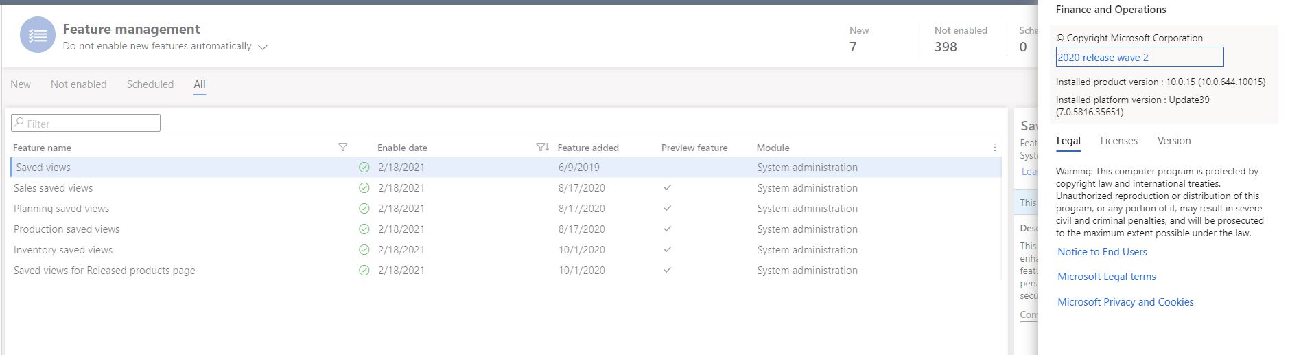 Saved View (Feature Management) in Microsoft Dynamics 365 finance and ...