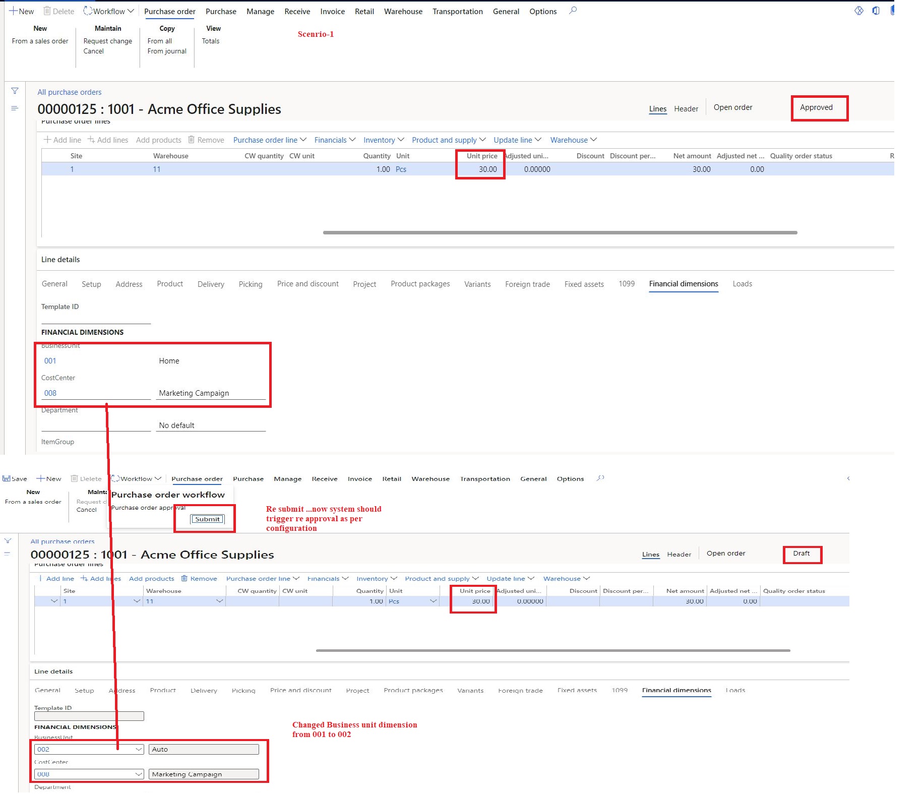 Purchasing Policies – Re-Approval for Purchase order in Microsoft ...