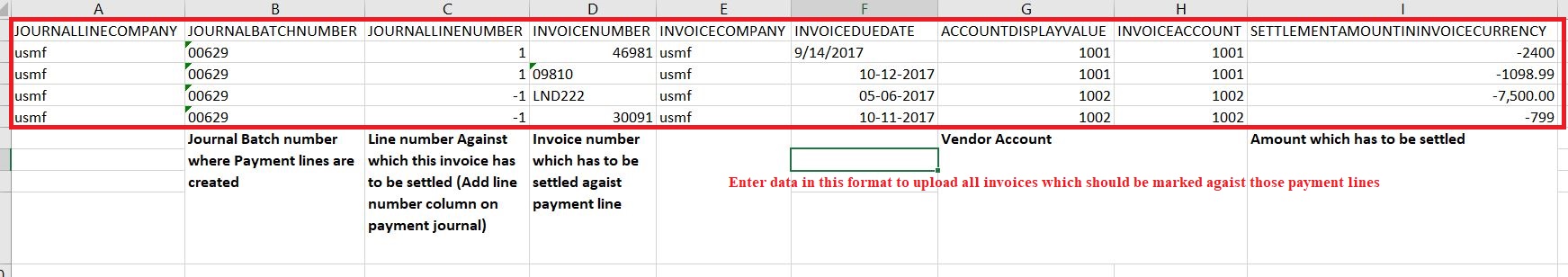 Upload Vendor Invoices against Payment for settlement using Data ...