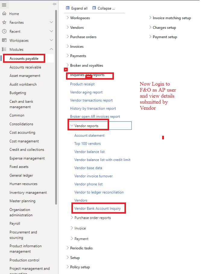 Maintain vendor bank information using vendor collaboration workspace ...