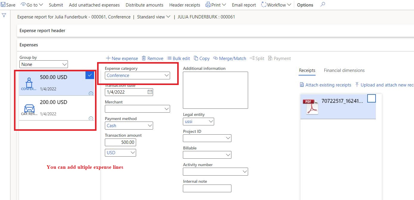 Process Expense report in Expense management using Microsoft dynamics ...