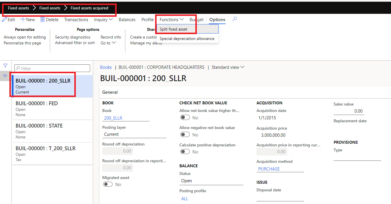 Separate voucher for journal lines related to Fixed asset Split transactions in Microsoft ...