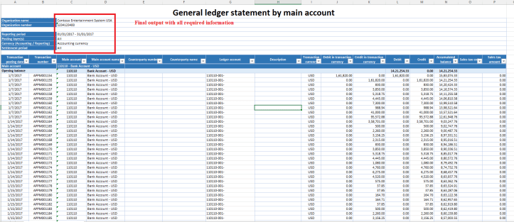 Generate ledger statement by main account in Microsoft dynamics 365 finance and operations ...