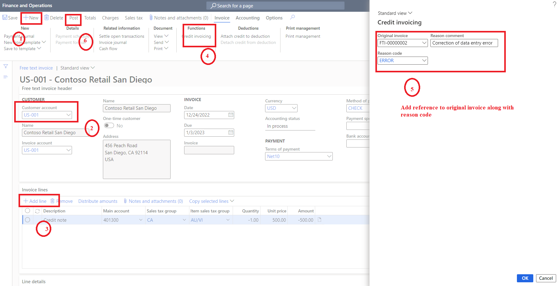 Link original invoice to credit note in Microsoft Dynamics 365 finance ...