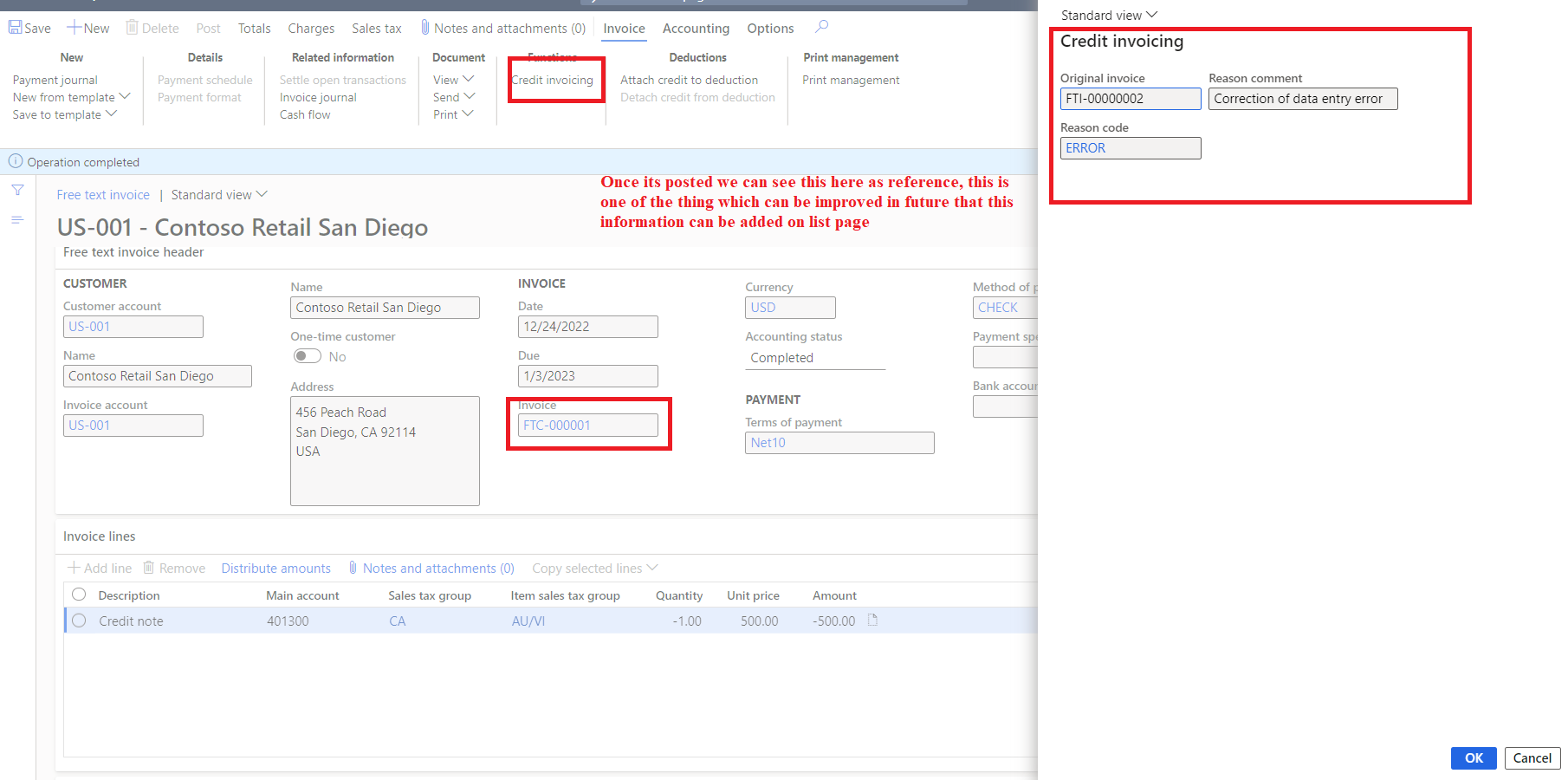 Link original invoice to credit note in Microsoft Dynamics 365 finance ...