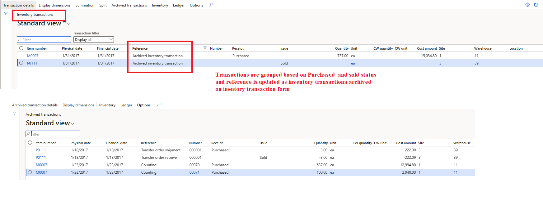 Archive inventory transactions in Microsoft Dynamics 365 finance and ...