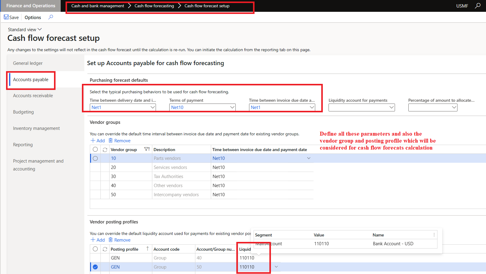Cash flow forecast configuration in Microsoft Dynamics 365 finance and operations: Part-1 ...