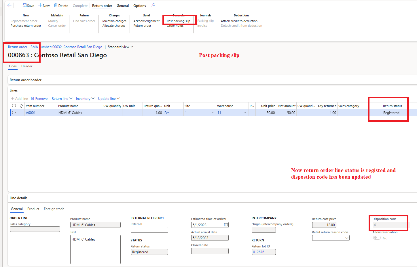 [Scrap] Disposition code for sales return order in Microsoft Dynamics 365 finance and operations ...